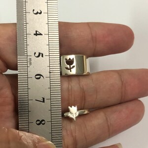 Silver Tulip Flower Promise Ring for Couples - Spring Nature Floral ...