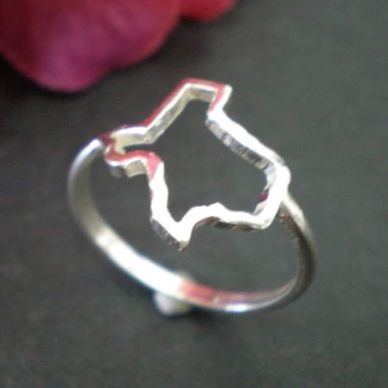 Silver Texas State Ring Personalized Custom State Ring - Etsy