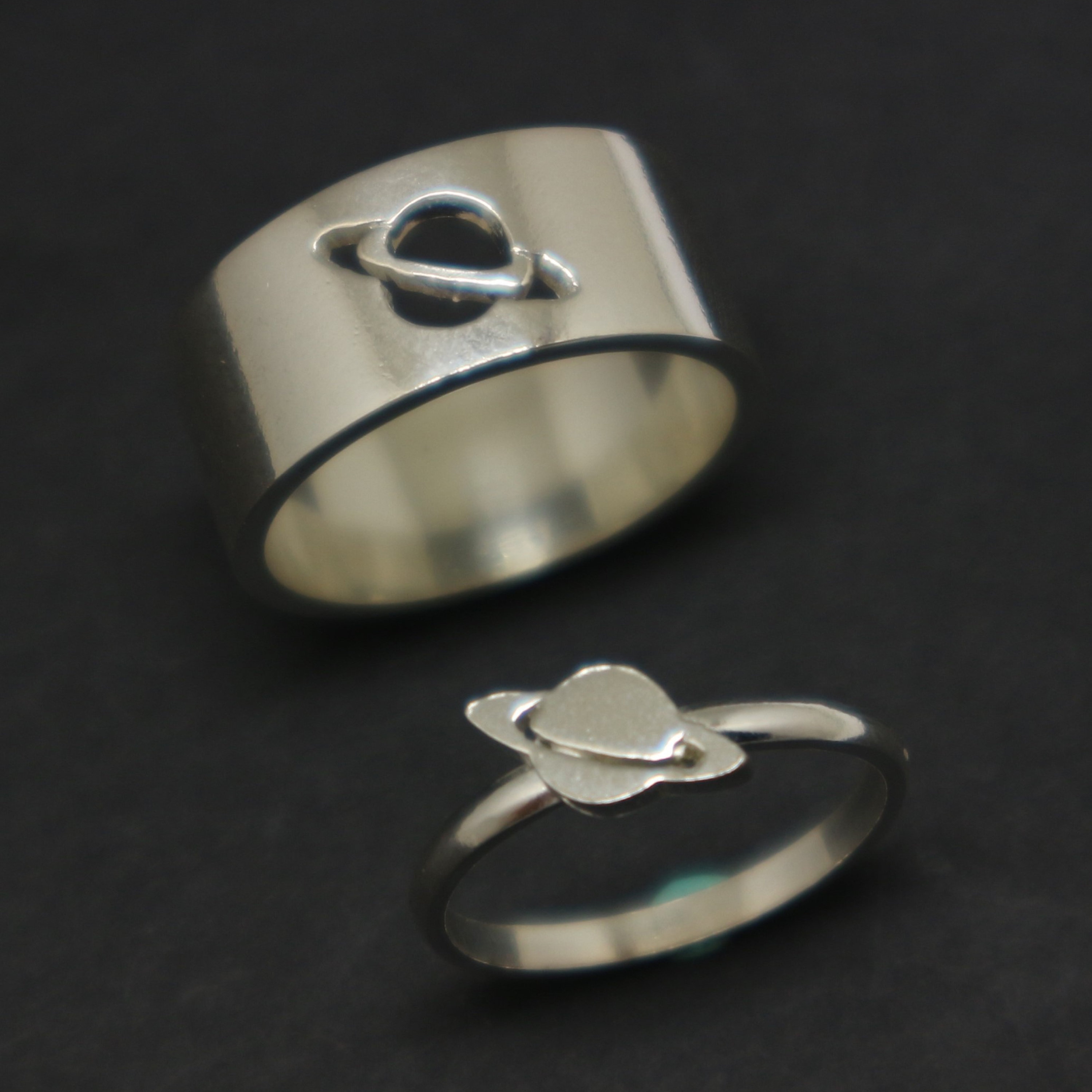 Silver Planet Saturn Promise Ring for Couples - Planet Saturn Jewelry ...