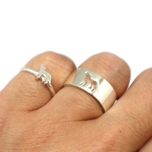 Silver Wolf Ring Set : Fox Personalized Custom Engraved Name - Etsy