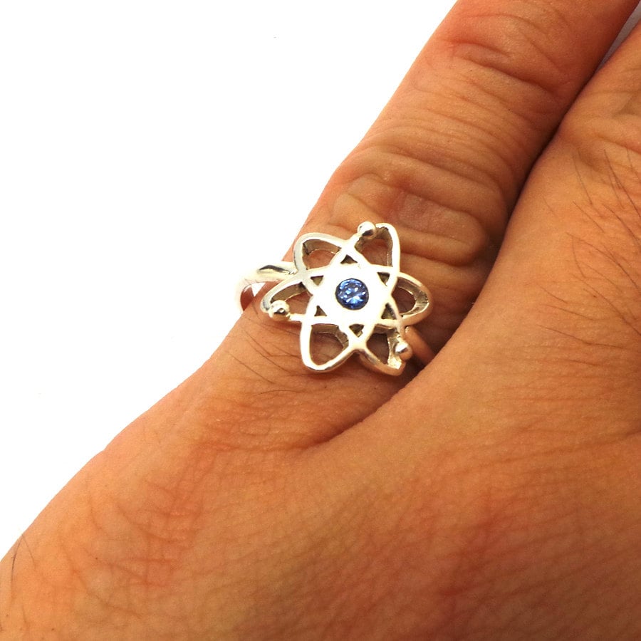Silver Science Symbol Ring Atom Eletron Ring Nuclear Ring - Etsy