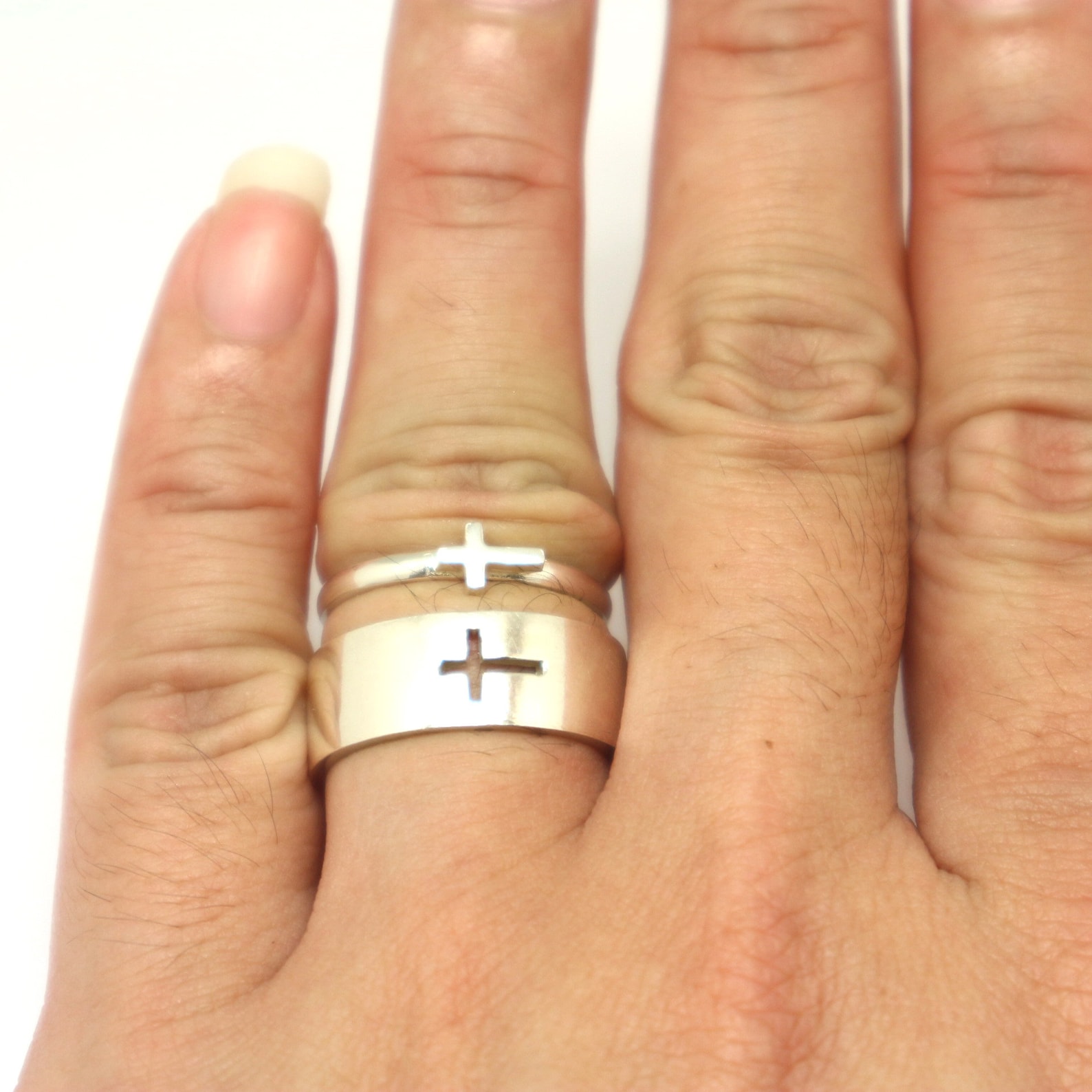 Silver Sideway Cross Couple Ring for Men and Women Cross - Etsy