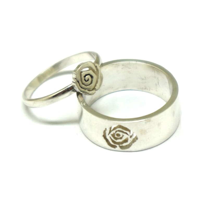 Rose Promise Ring for Couples - Flower Jewelry, His and Her Promise ...