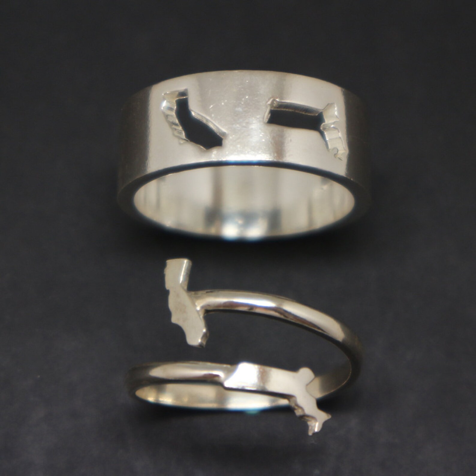 Long Distance Promise Ring for Couple Personalized State to | Etsy