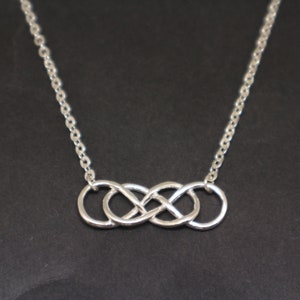 Silver Double Infinity Necklace - Statement Necklace, Infinity Jewelry ...