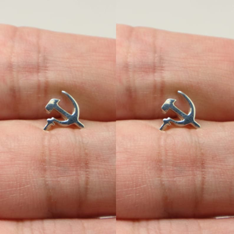Silver Communist Stud Earrings Gift for Her Best Friend - Etsy
