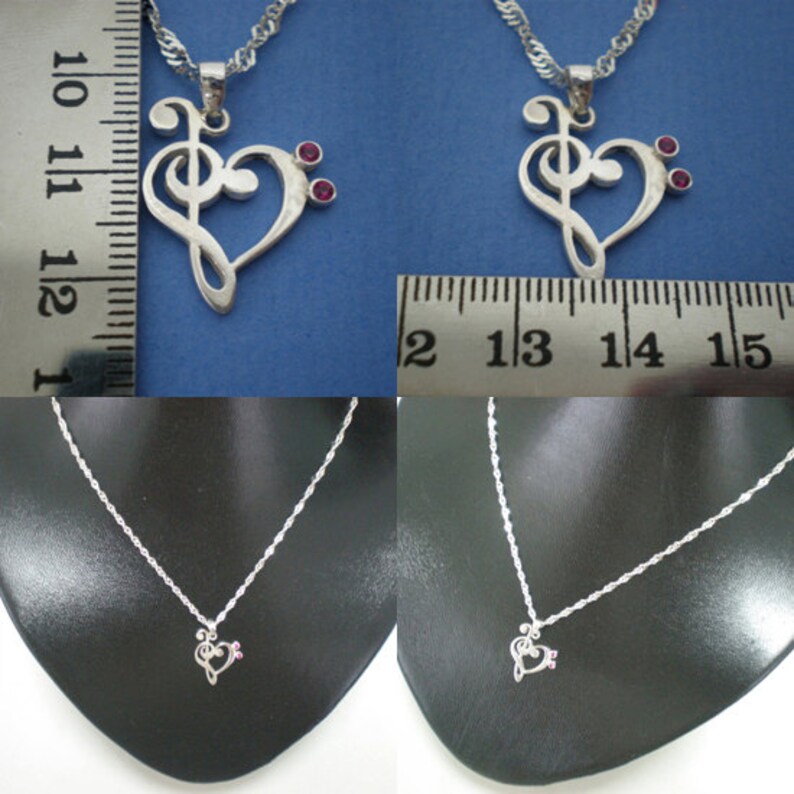 Silver Music Note Necklace: Treble Clef Bass Clef Pendant, Personalized ...