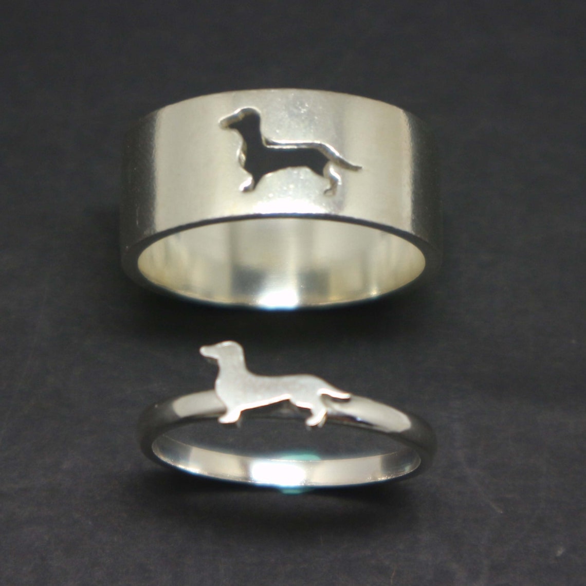Dachshund Dog Promise Ring for Couples Matching Rings His | Etsy