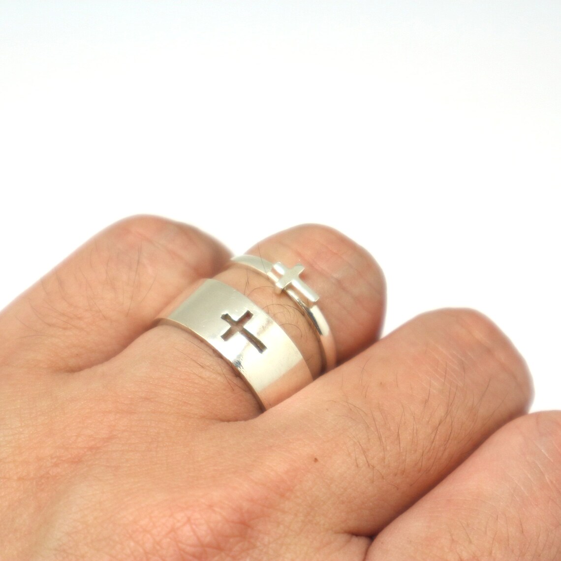 Silver Sideway Cross Couple Ring for Men and Women Cross - Etsy