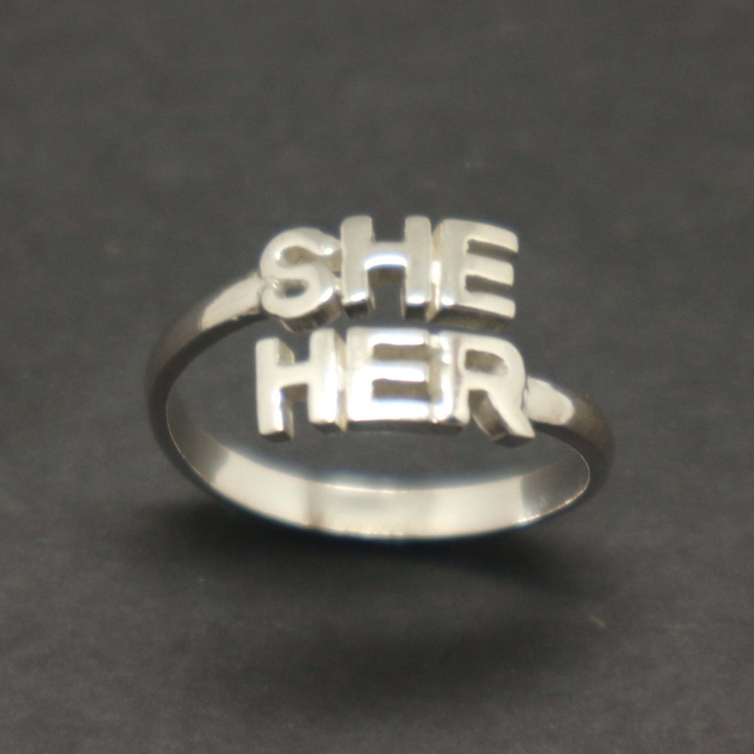 Pronoun Gender She Her Ring Pride Jewelry, Trans, Transgender, Queer ...
