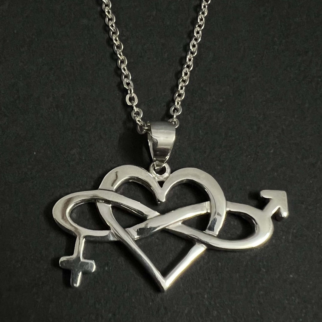 Silver Polyamory Necklace Pendant- Heart Infinity Jewelry, Open ...