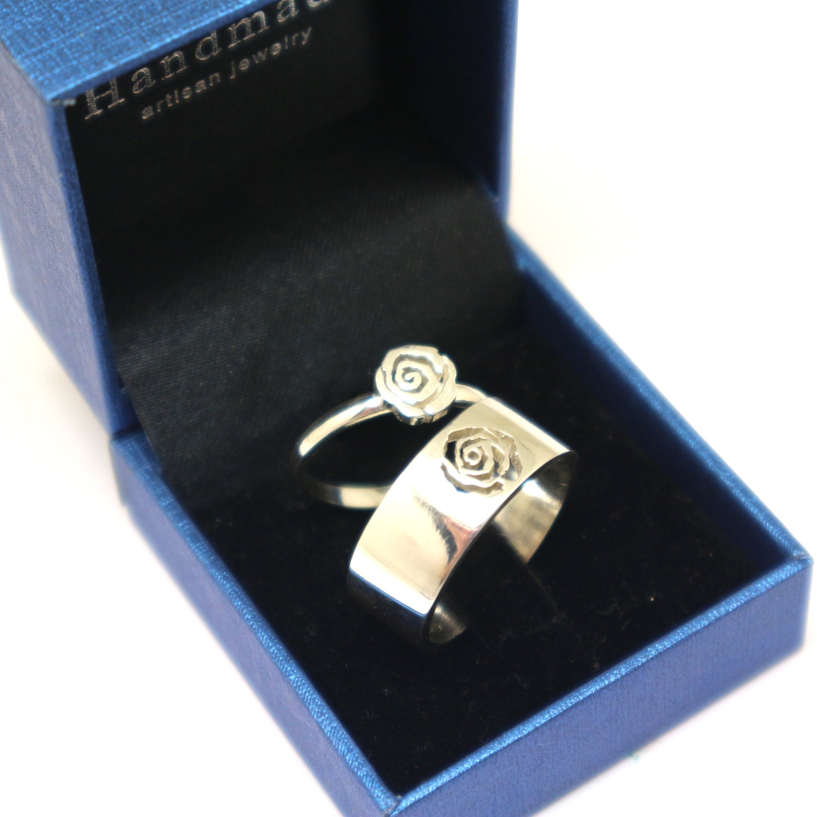 Rose Promise Ring for Couples - Flower Jewelry, His and Her Promise ...