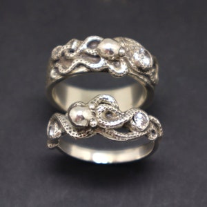 Silver Octopus Engagement Couple Rings - Octopus Jewelry, Alternative ...
