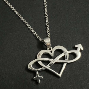 Silver Polyamory Necklace Pendant- Heart Infinity Jewelry, Open ...
