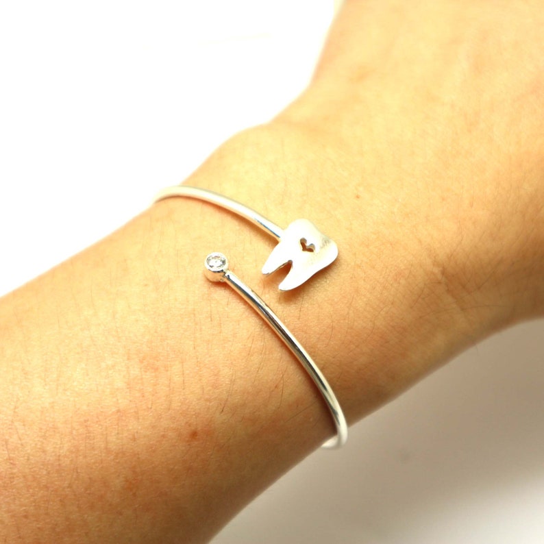 Silver Tooth Bracelet Bangle Teeth Jewelry Dentist Jewelry | Etsy