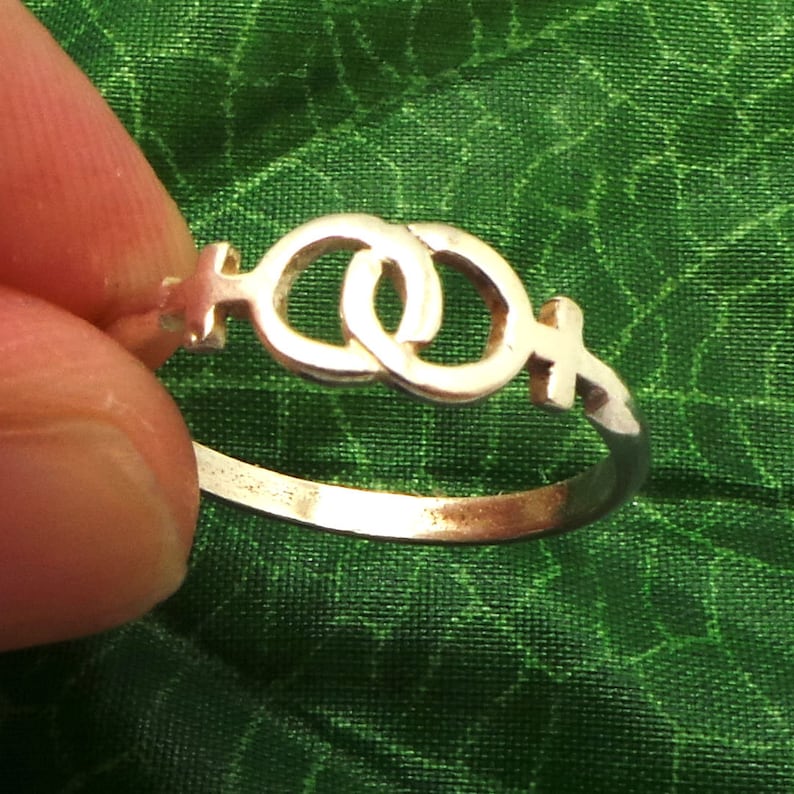 Silver Double Venus Lesbian Ring Women Symbol Interlocking - Etsy