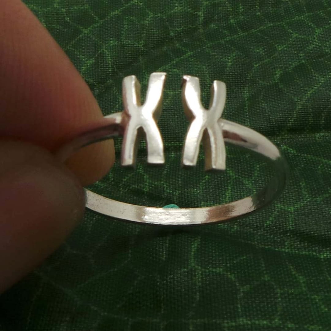 Silver XX Female Chromosome Ring - Science Chemistry Biology DNA Ring ...