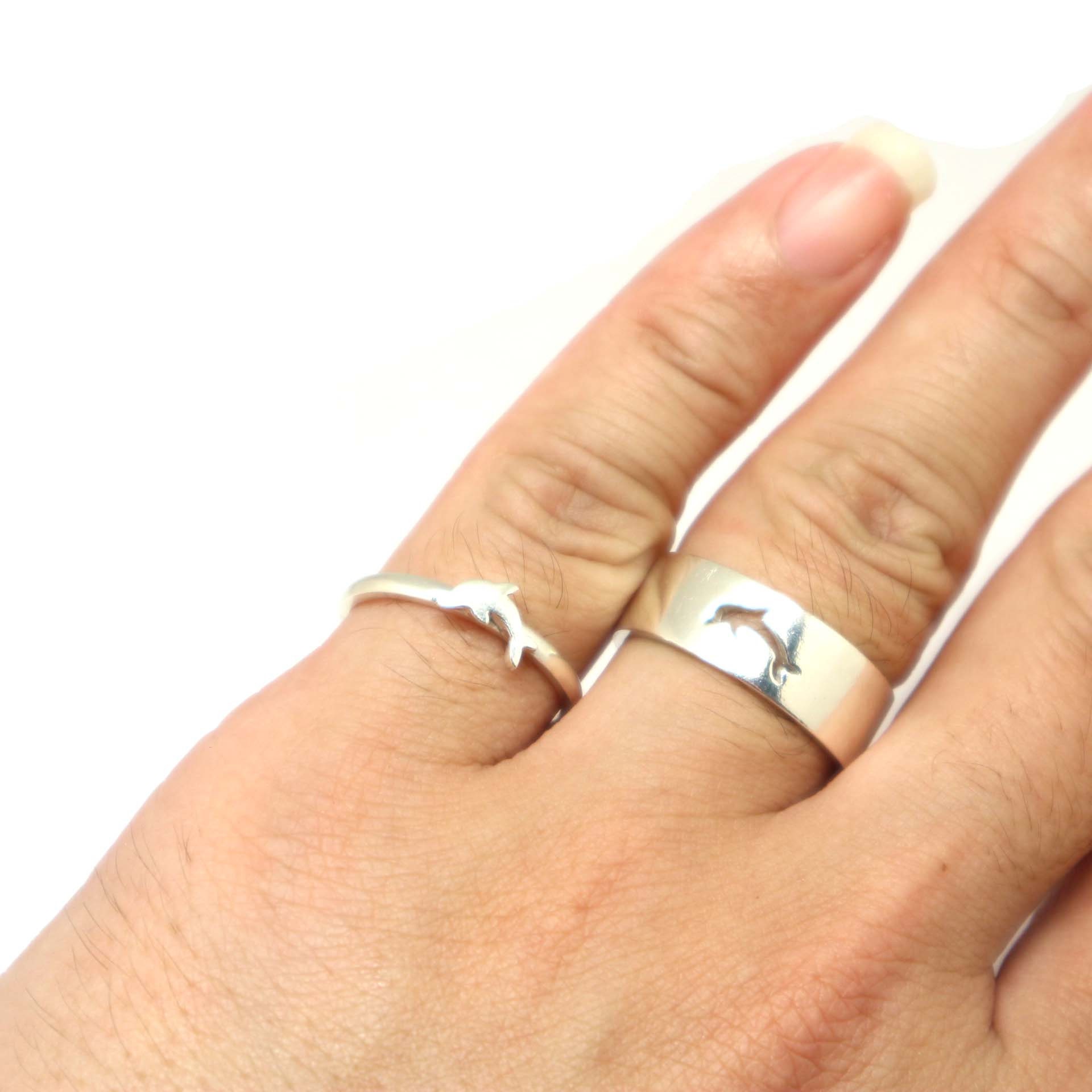 Silver Dolphin Promise Ring for Couple Fish Ring | Etsy