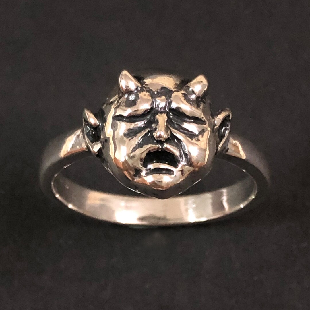 Silver Baby Devil Crying Ring - Unique Statement Jewelry, Unisex ...