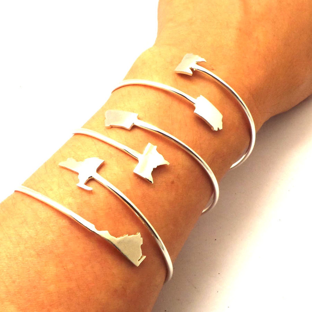 Personalized State to State Bracelet, Sterling Silver Long Distance ...