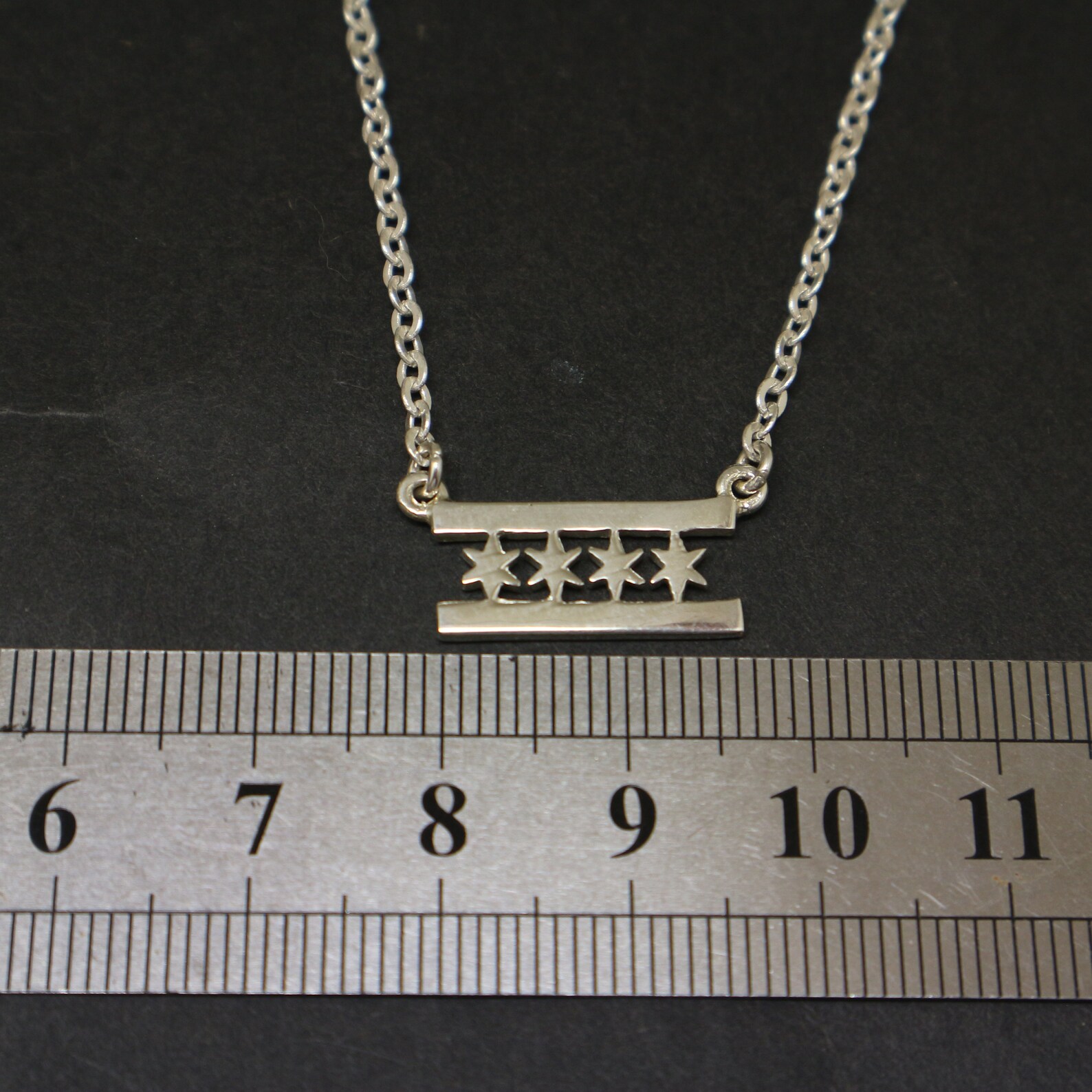Silver Chicago Flag Necklace - Flag Jewelry - Pride Necklace - Star ...