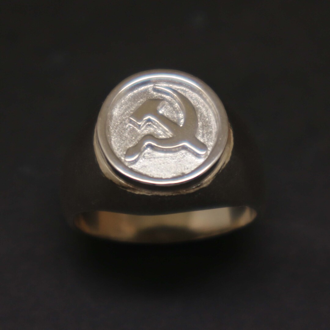 Communist Signet Ring for Men Sterling Silver Hammer and Sickle Ring ...