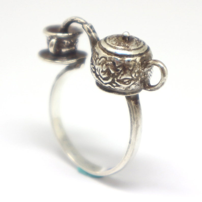 Silver Miniature Boho Teapot Ring - Unisex Bohemian Kettle Teapot ...