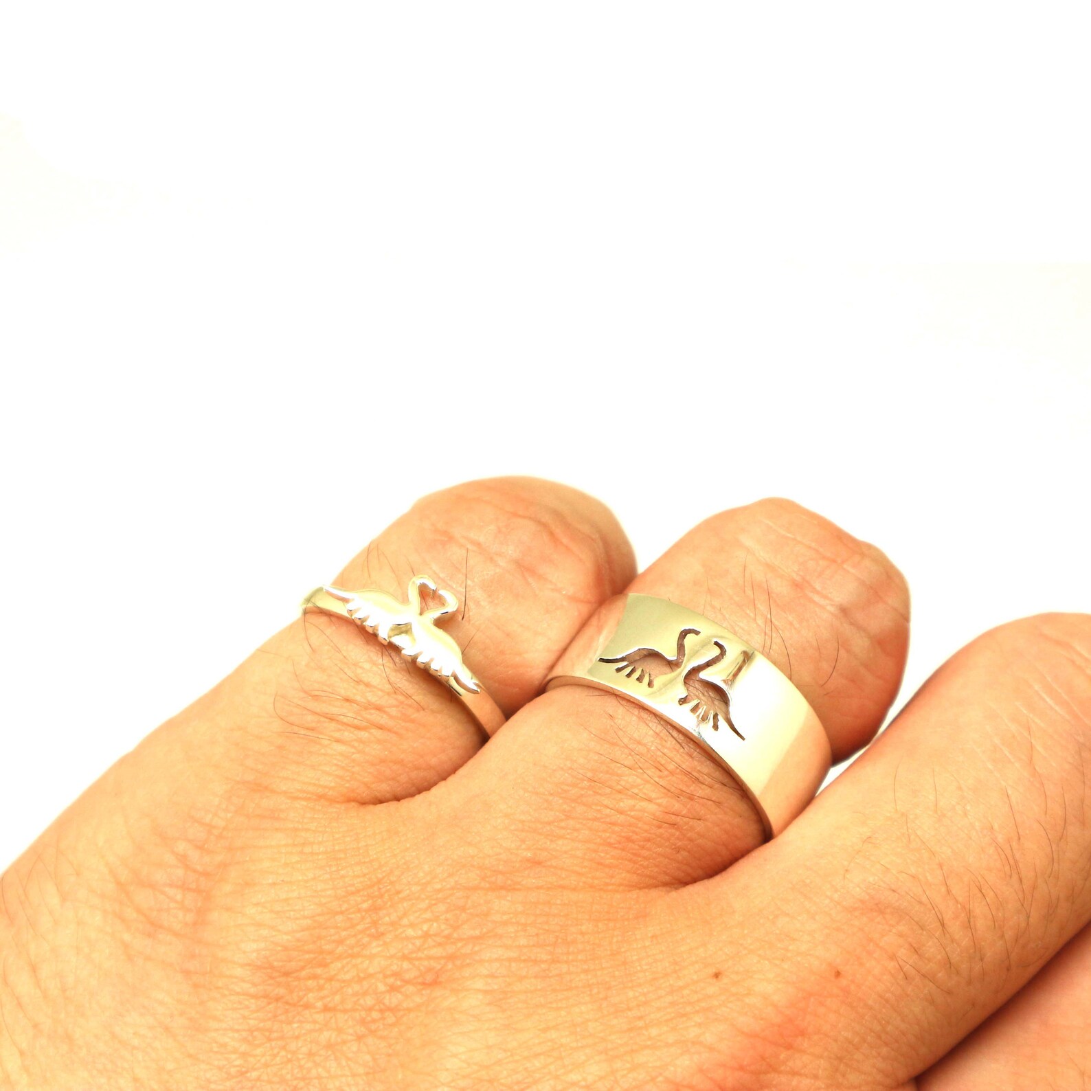 Sterling Silver Dinosaur Ring Set Dino Jewelry | Etsy