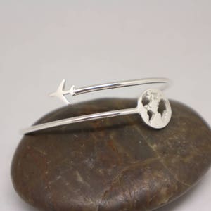 Silver Travel Map Plane Bracelet Bangle - Travel Jewelry,gift for Travelers,airplane Plane ...