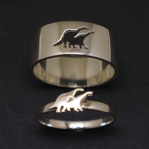 Sterling Silver Dinosaur Ring Set - Dino Jewelry - Etsy
