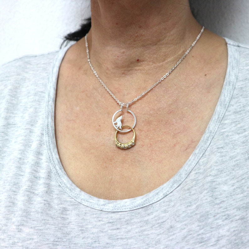 Silver Wolf Ring Holder Necklace - Wolf Jewelry, Teen Wolf, Fox, Animal ...