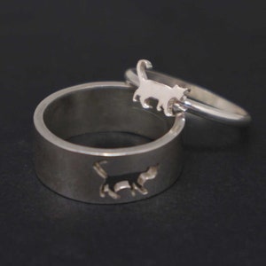 Cat Couple Set Promise Ring - Cat Jewelry, Cat Ring, Alternative ...