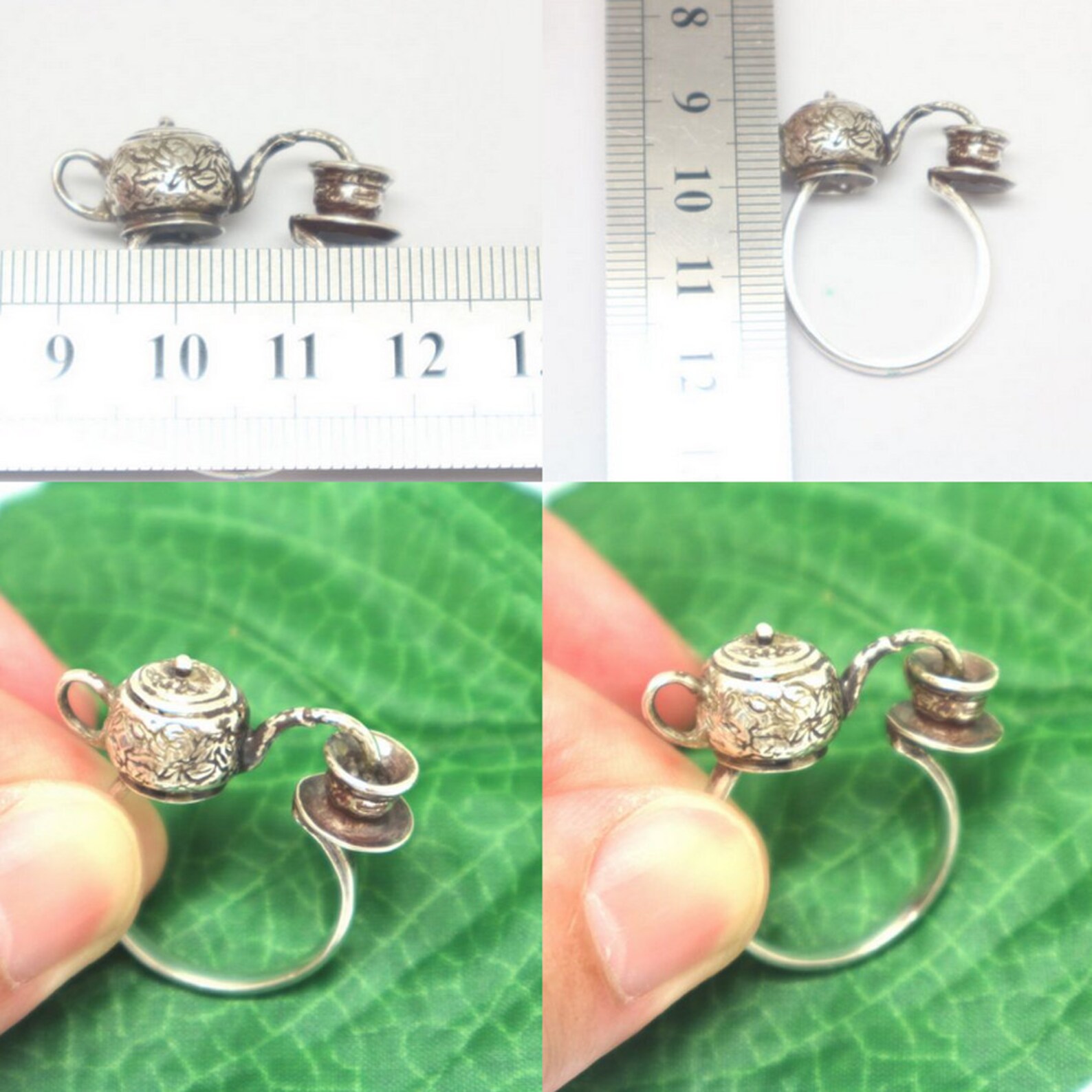 Silver Miniature Boho Teapot Ring - Unisex Bohemian Kettle Teapot ...