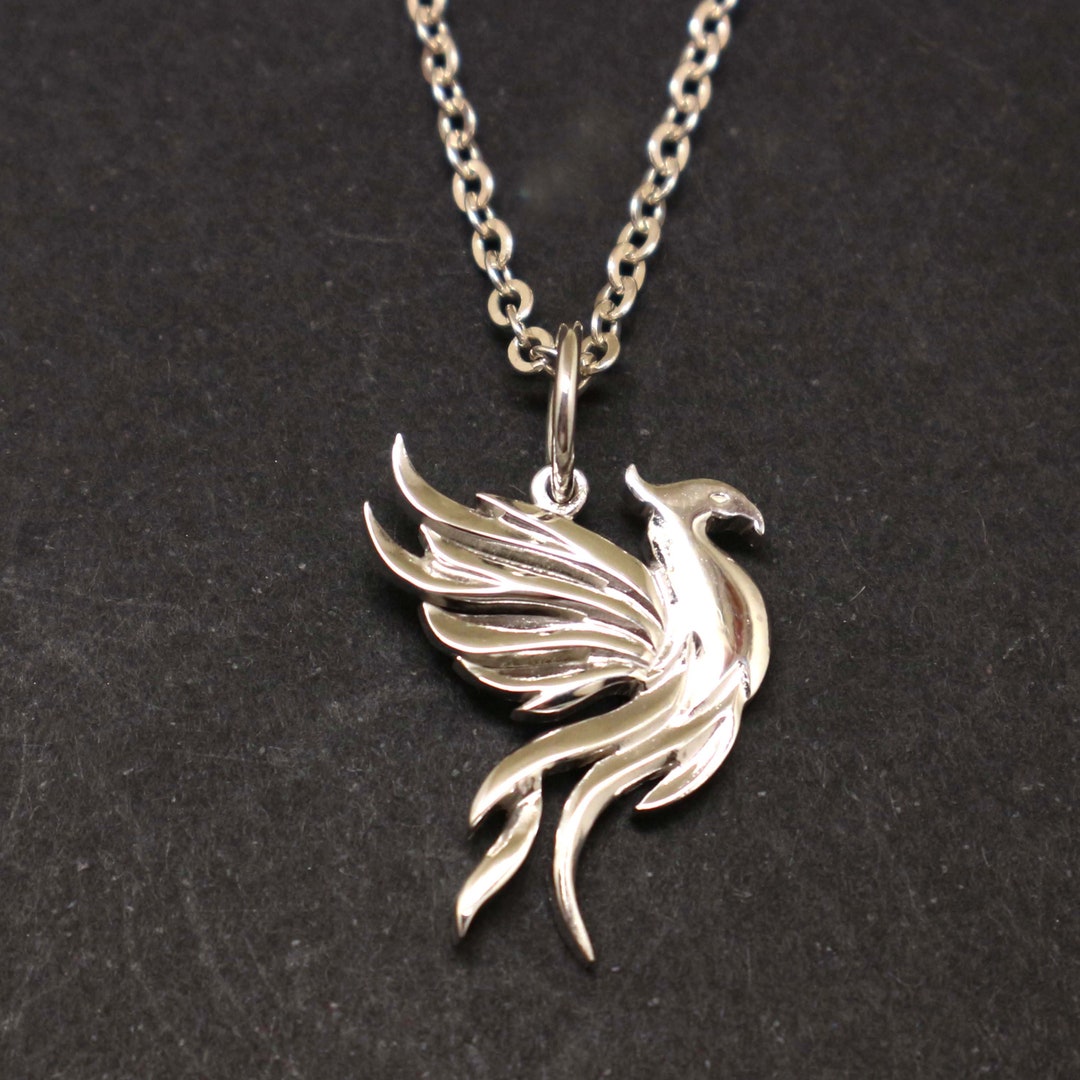 Silver Phoenix Necklace Pendant - Bird Gift for Her, Women, Best Friend ...