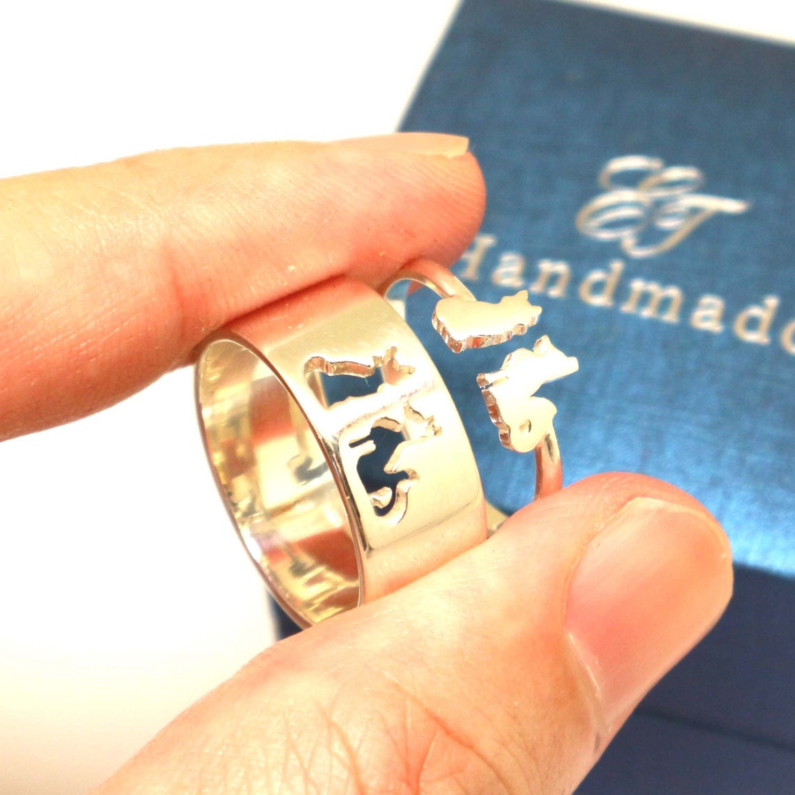 Fox Kissing Matching Ring for Couple Fox Jewelry His and - Etsy