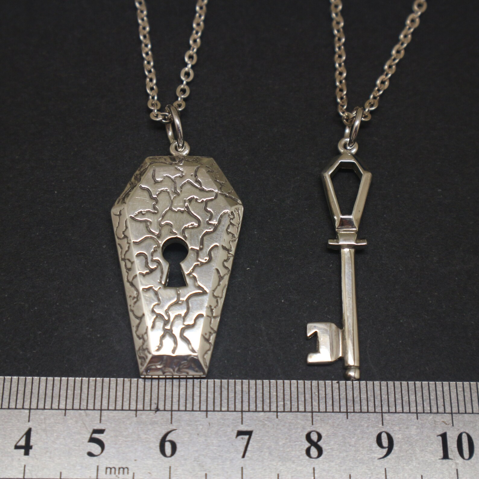 Silver Coffin Key Lock Necklaces Matching Couple Necklace - Etsy