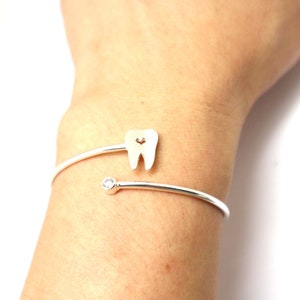 Silver Tooth Bracelet Bangle - Teeth Jewelry, Dentist Jewelry Gift for ...