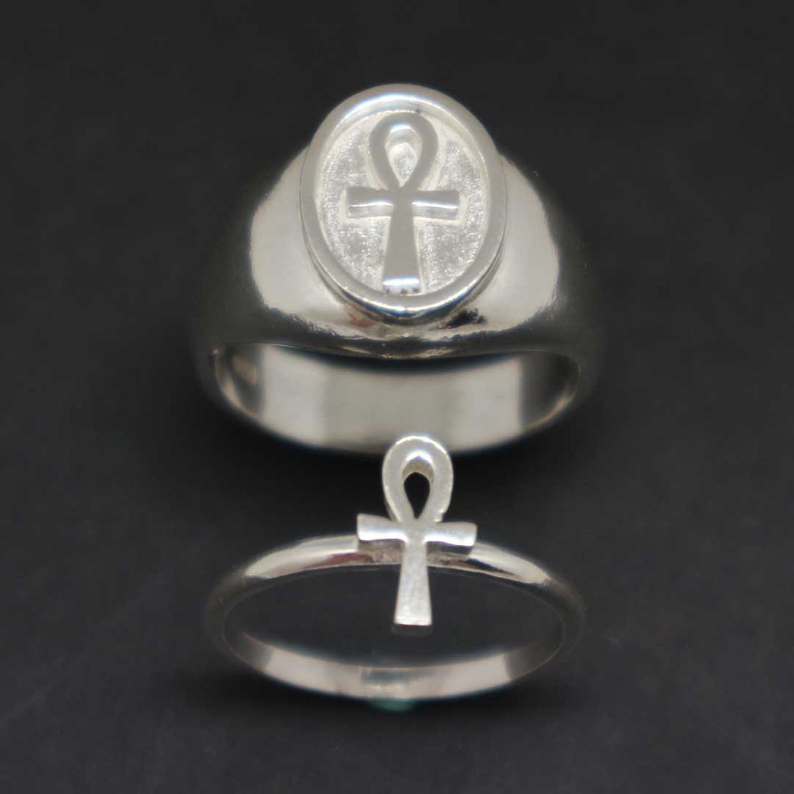 Silver Ankh Signet Ring for Men & Ankh Stacking Ring Set for - Etsy