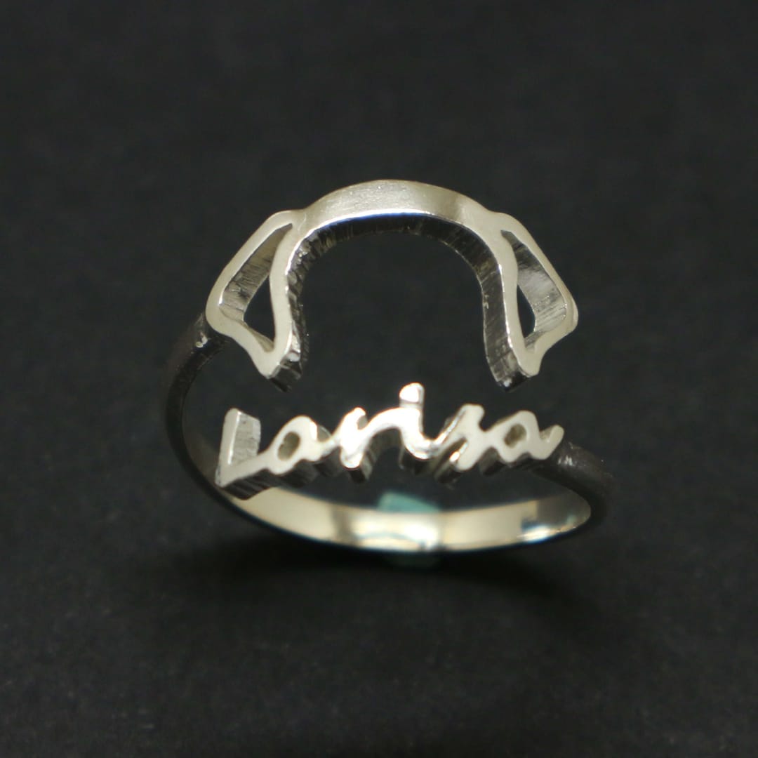 Personalized Dog Ears Ring - Custom Dog Breed Jewelry, Pet Name Dog ...