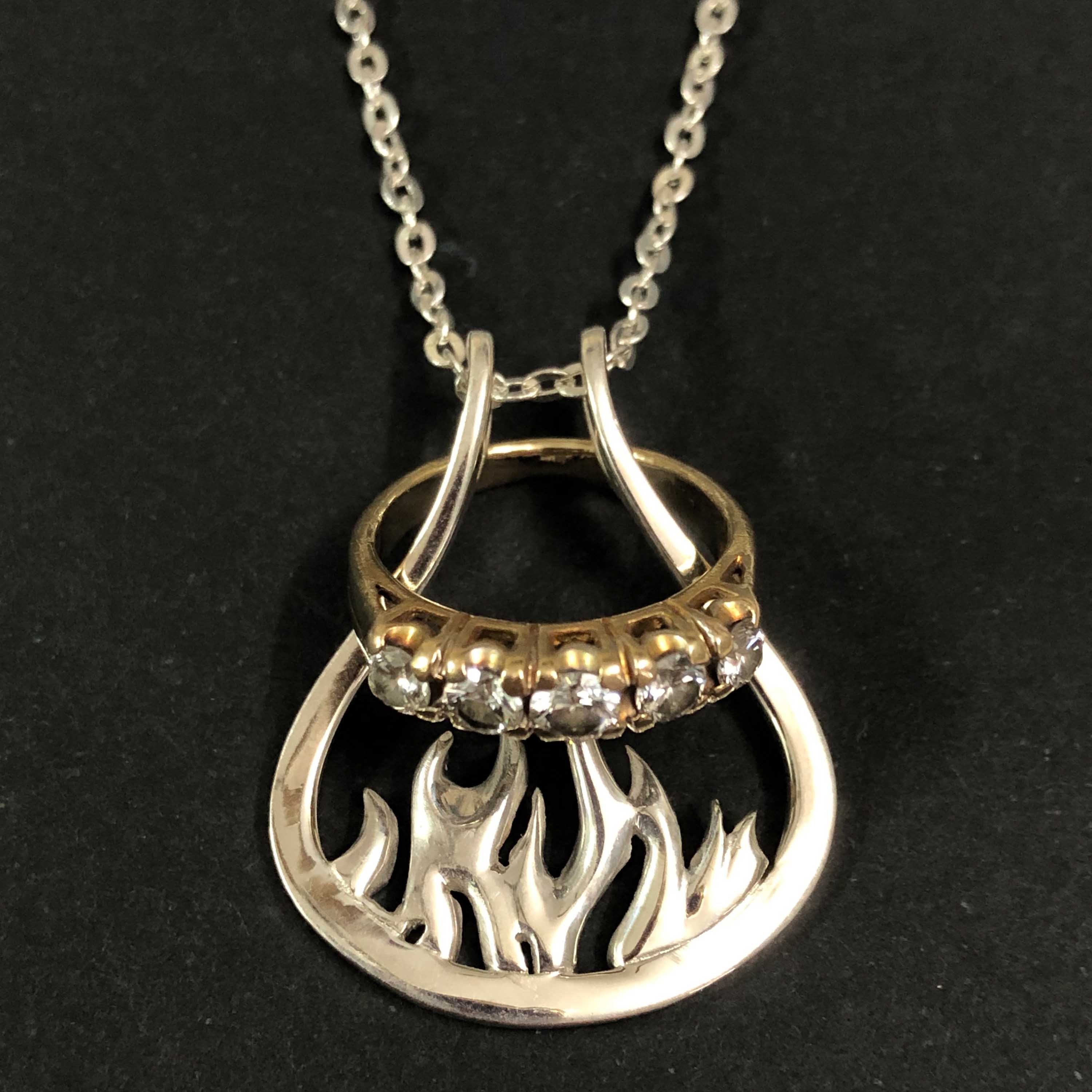 Silver Fire Ring Holder Necklace Bold Statement Jewelry for Men Women Husband Wife Spouse Mother Daughter Sister Aunt Niece Etsy