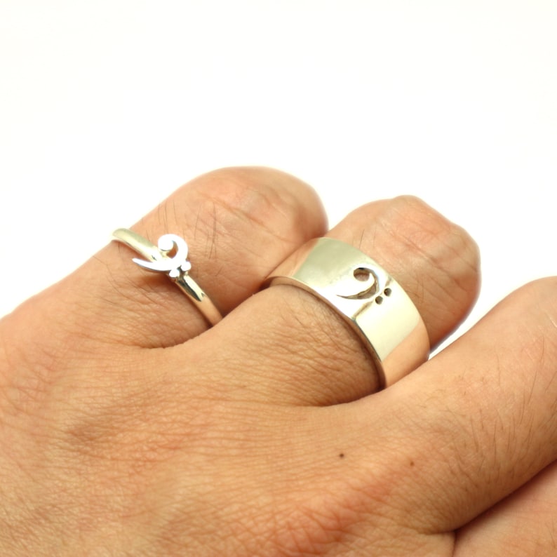 Bass Clef Promise Ring for Couples Music Jewelry Matching - Etsy