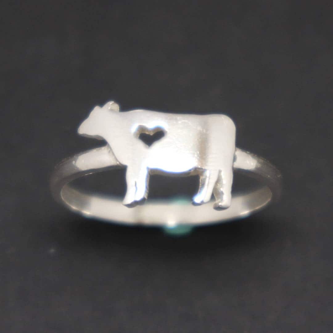 Silver Cow Cattle Ring - Cow Jewelry, Animal Ring, Animal Jewelry, Gift ...