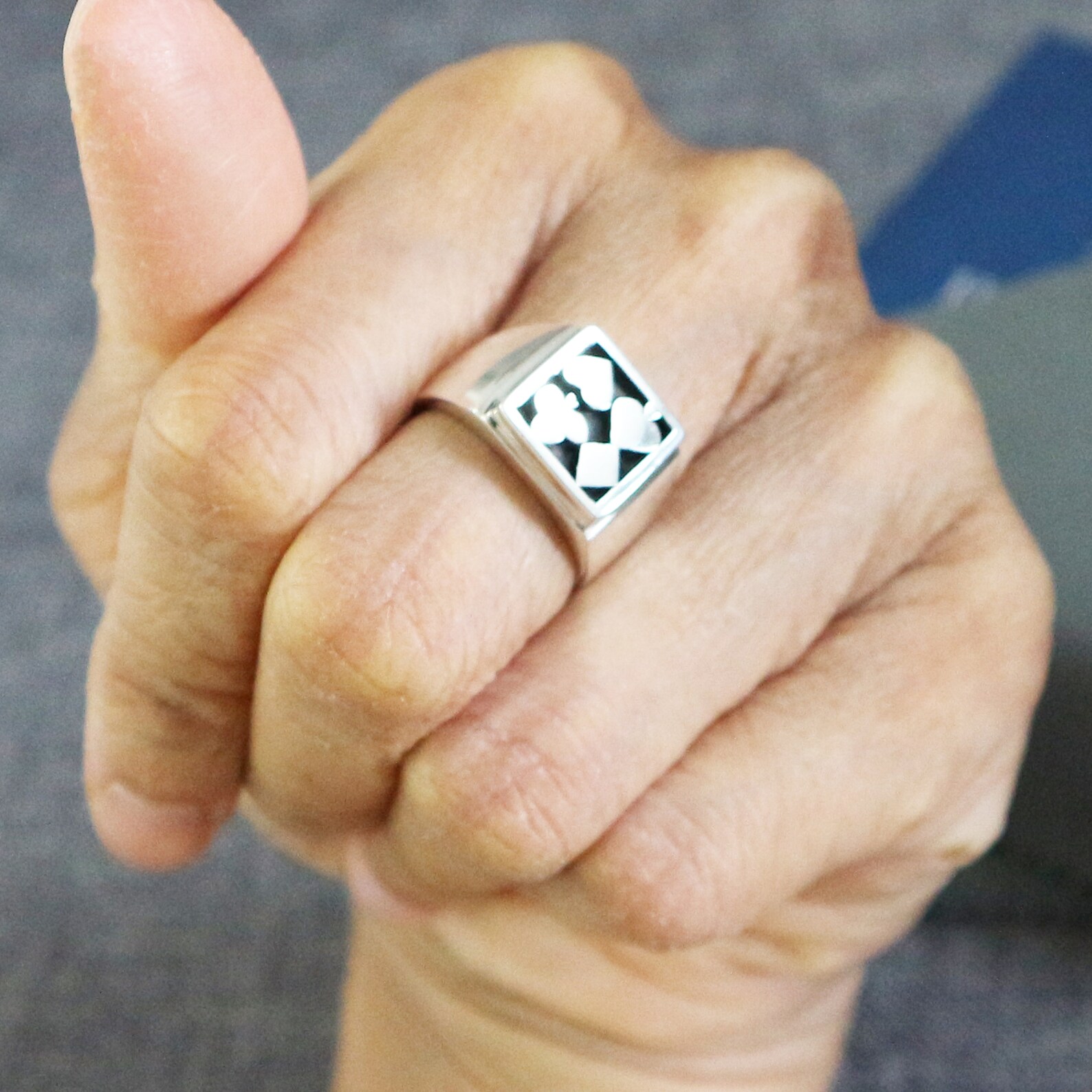 Silver Poker Ring for Men / Women Signet Ring Gift for Her | Etsy