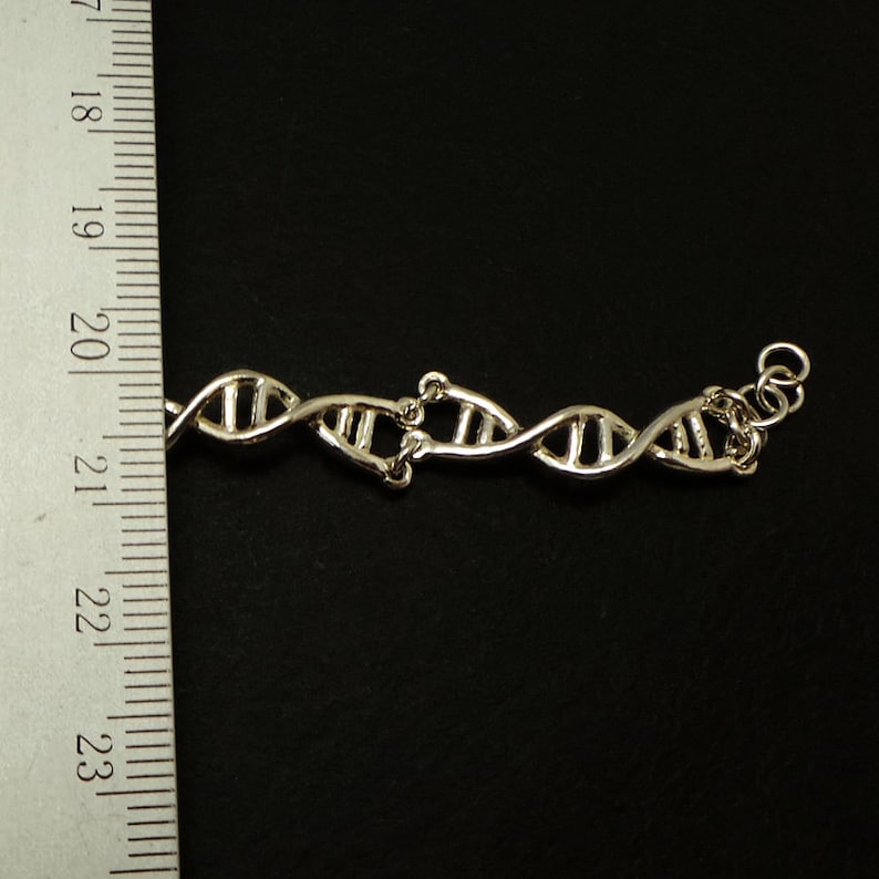 Silver DNA Science Bracelet for Women - Dna Helix Link Chain Jewelry, Biology Chemistry Teacher ...
