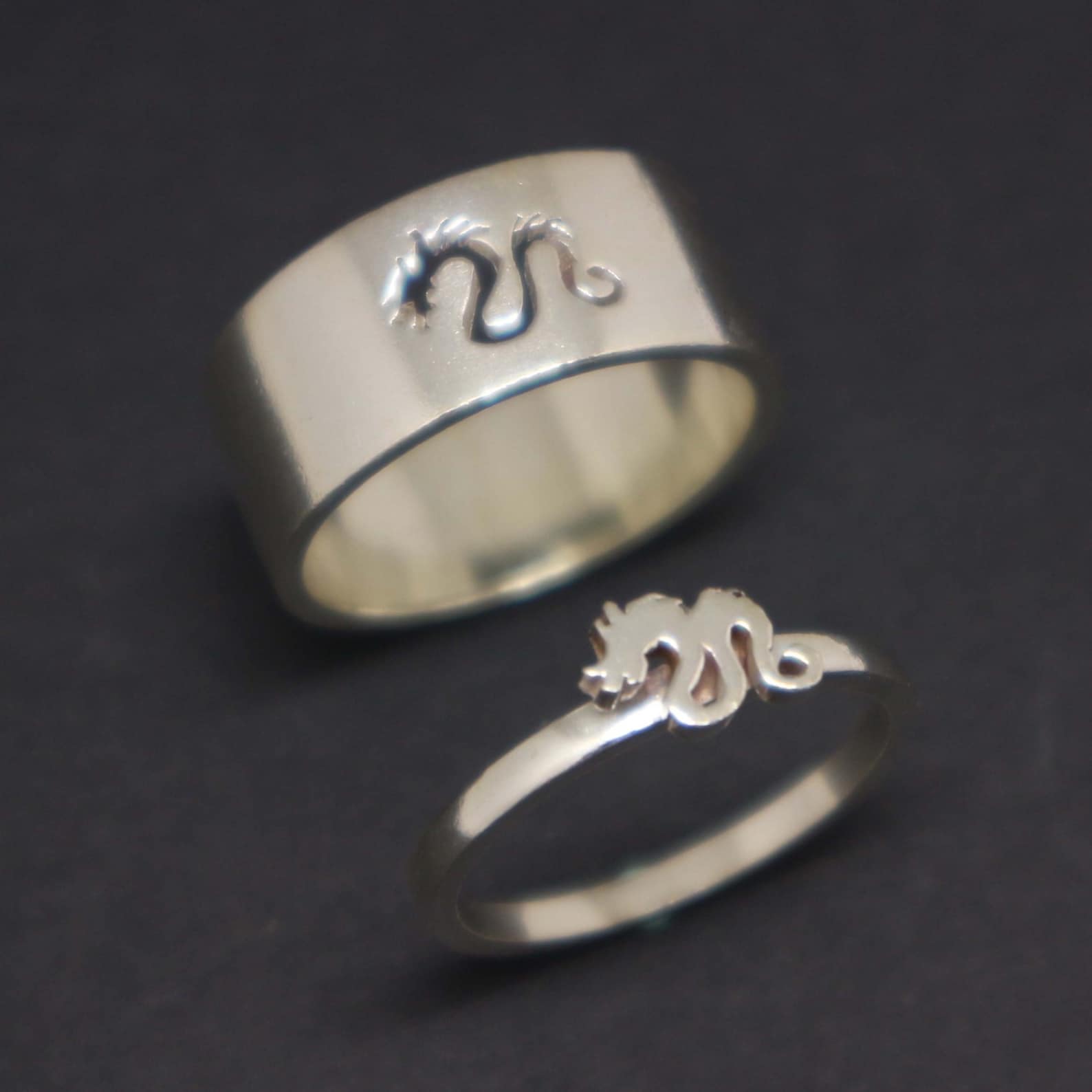 Silver Chinese Dragon Promise Ring for Couple Jewelry Ring - Etsy