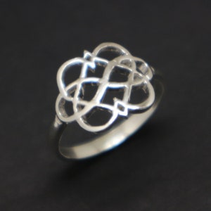Silver Polyamory Heart Infinity Knot Ring - Throuple Ring Pride Jewelry ...