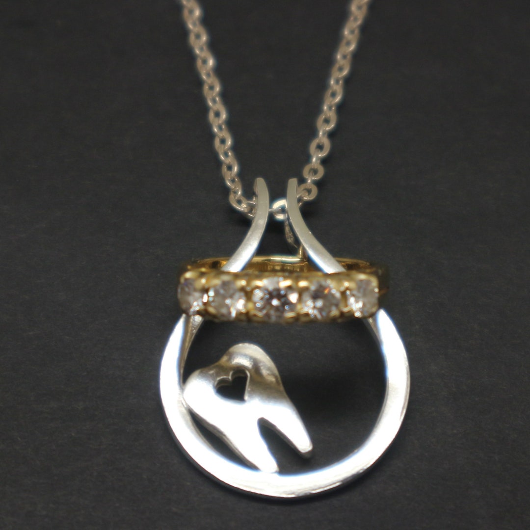 Silver Teeth Ring Holder Necklace - Tooth Jewelry Wedding and ...