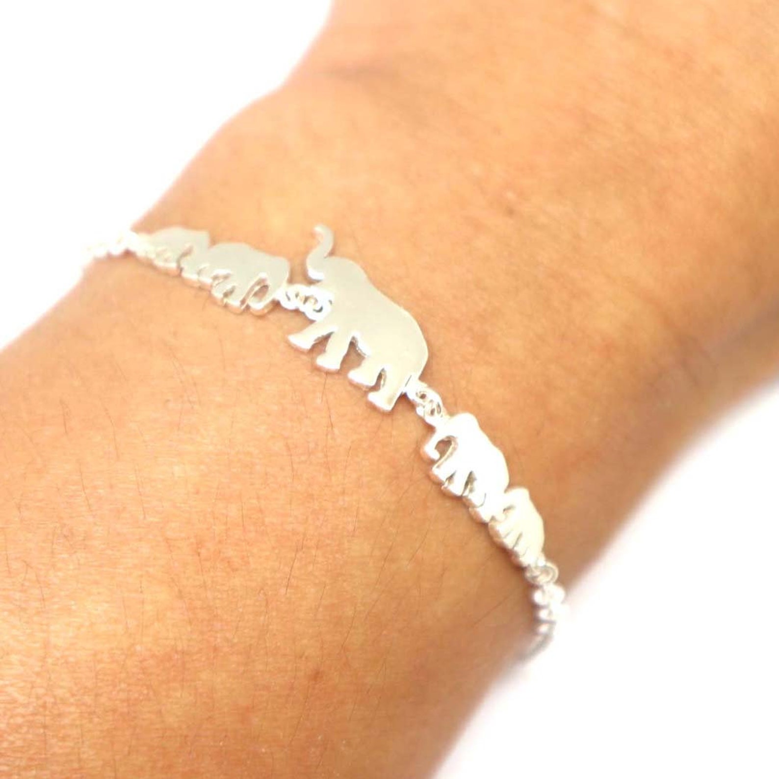 Silver 5 Elephants Family Chain Bracelet Elephant Jewelry - Etsy