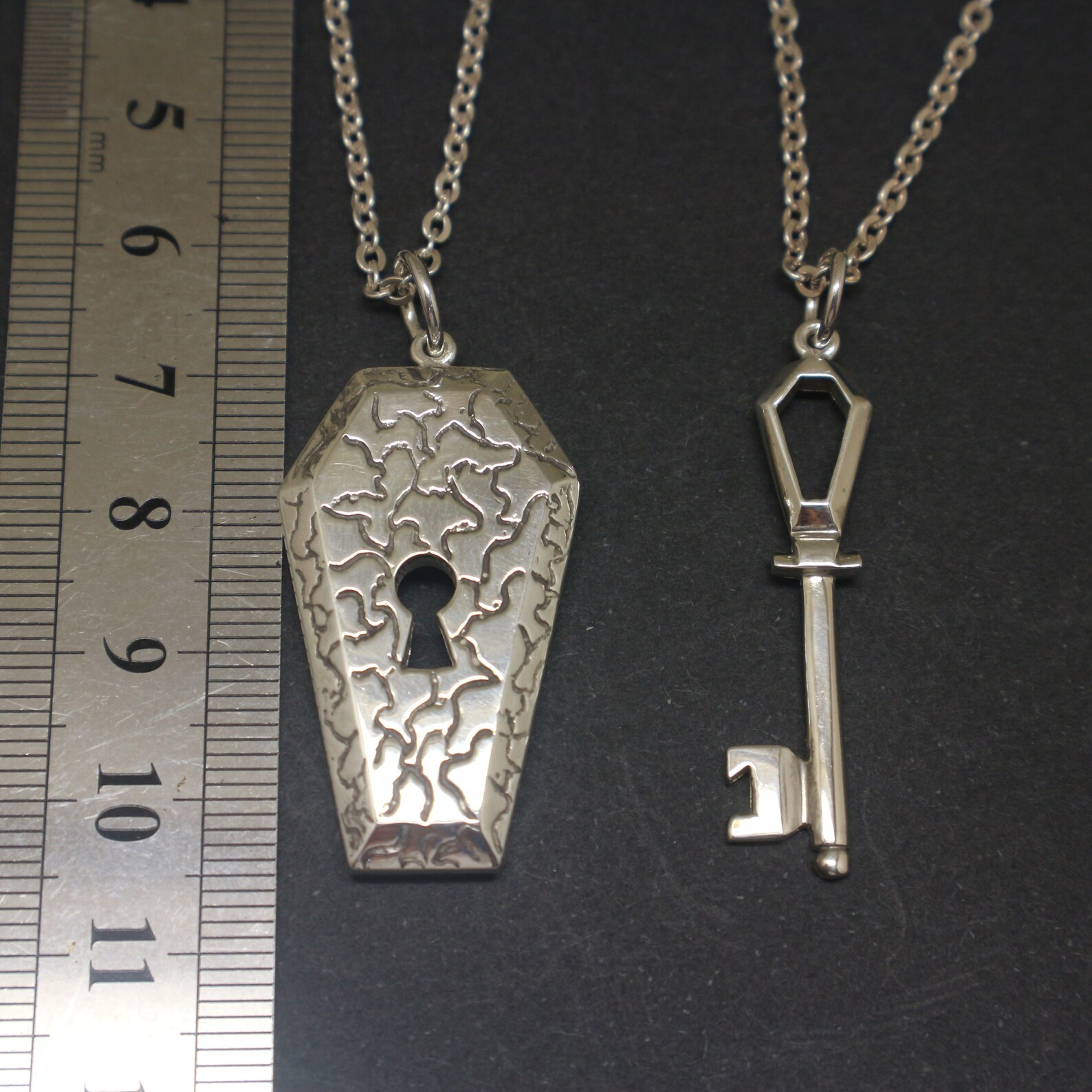 Silver Coffin Key Lock Necklaces Matching Couple Necklace - Etsy