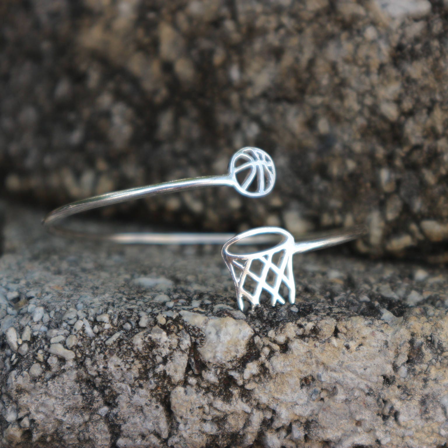 Silver Basketball Rim and Net Bracelet Bangle Basketball - Etsy Israel